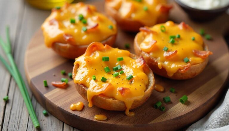 Easy & Crispy Cheesy Bacon Potato Skins Recipe