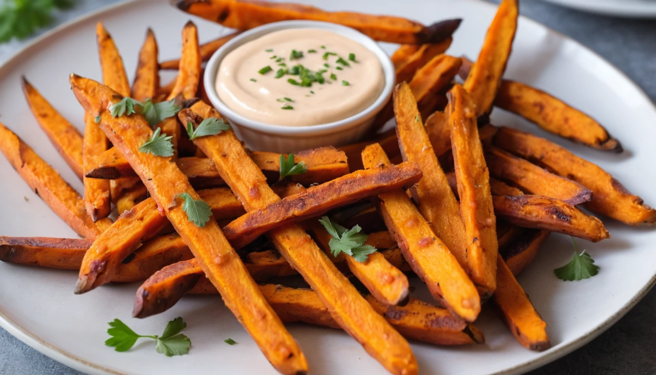 Sweet Potato Fries with Spicy Mayo Recipe – Crispy, Baked